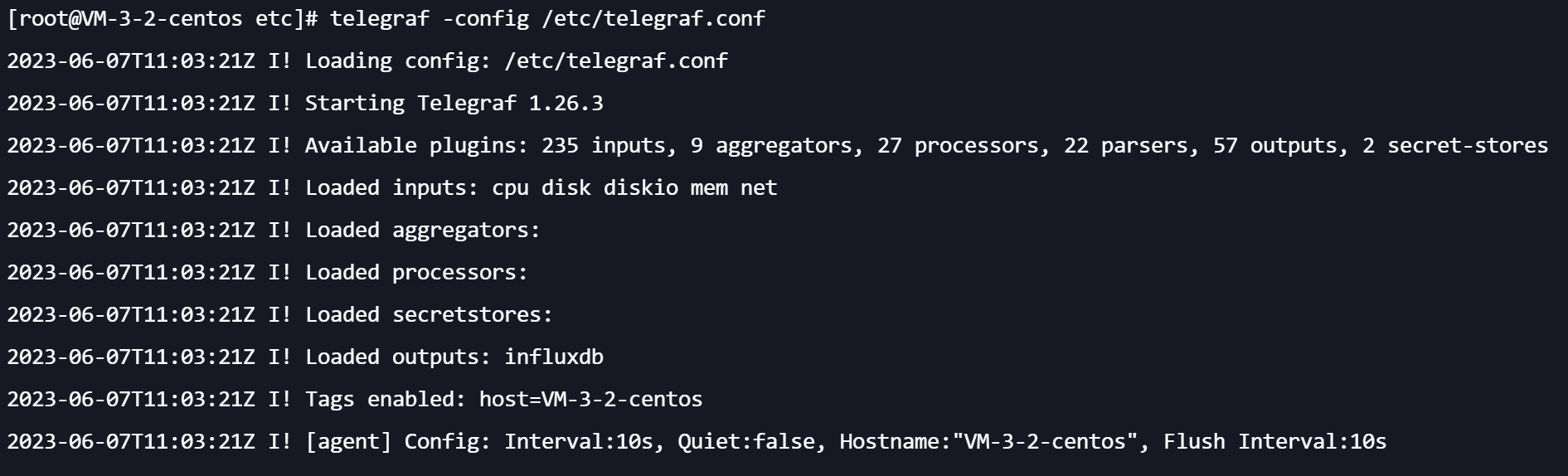 Integrating the Telegraf Service