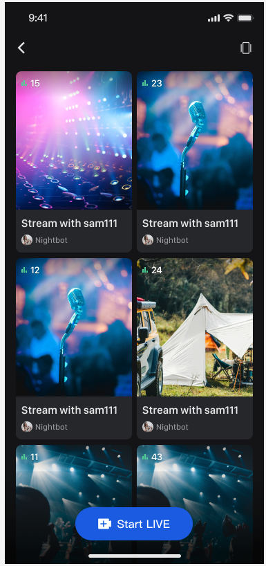 Live Stream List Live Stream List（Android）