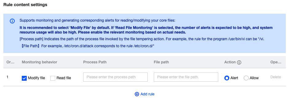 Monitoring Rules Configuration