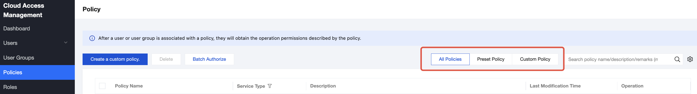 Authorizing Policies for Sub-Accounts or Cross-Cloud Accounts