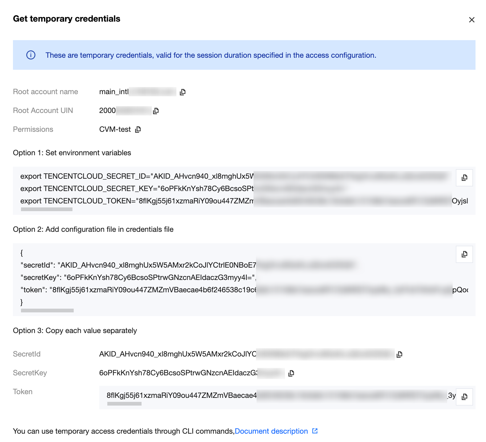 Get a Temporary Access Credential