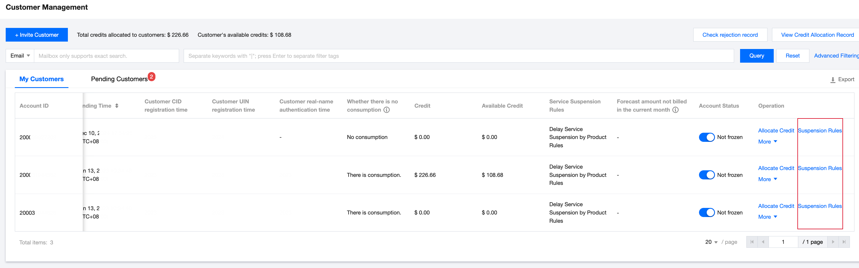 Configure Customer Overdue Service Suspension Rules