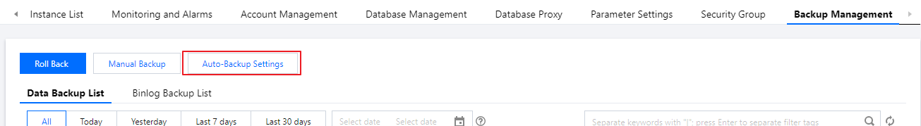 Setting Backup Retention Period | Tencent Cloud