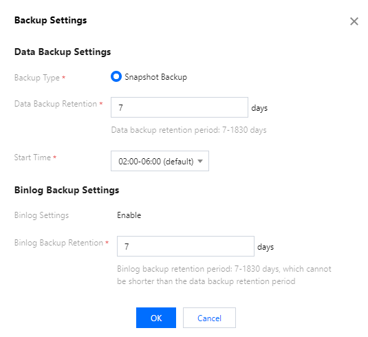 Setting Backup Retention Period | Tencent Cloud